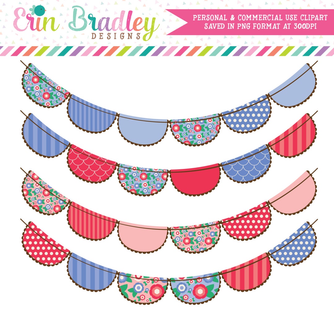 Cornflower Blue and Red Flowers Bunting Flags Clipart Clip Art for ...