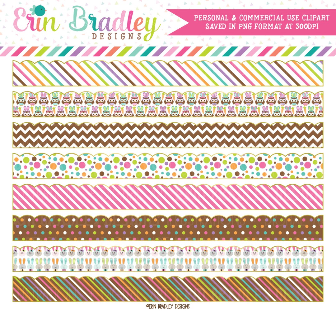 Easter Borders Clipart Patterned Clip Art Graphics Digital Scrapbooking ...