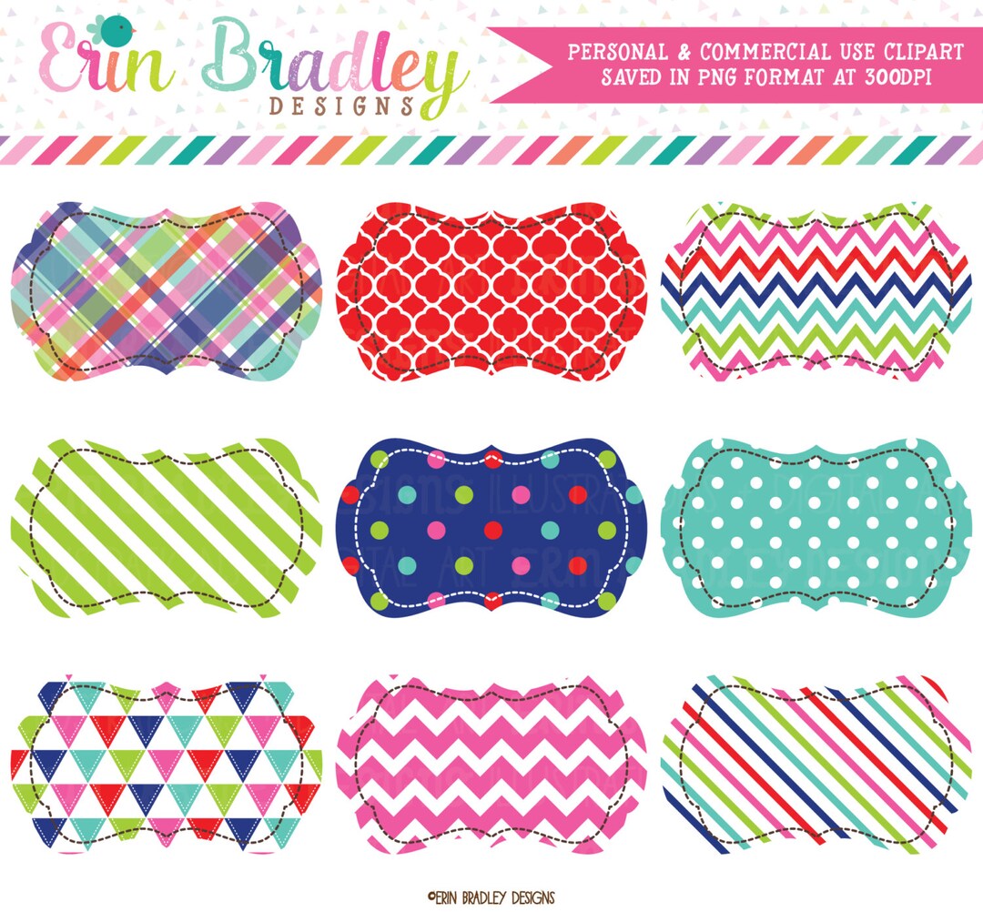 Clipart Labels Instant Download Commercial Use Graphics Red Blue Pink ...