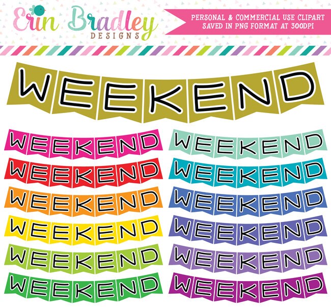 Weekend Banner Clipart Graphics Commercial Use Clip Art | Etsy
