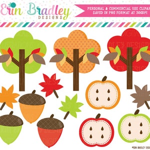 Fall Clipart Clip Art Personal & Commercial Use Apples Acorns Trees ...