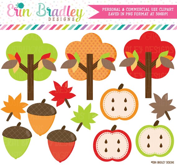 Fall Clipart Clip Art Personal & Commercial Use Apples Acorns Trees ...