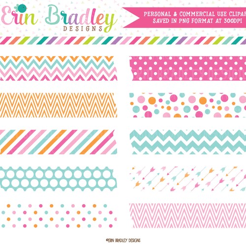 Rainbow Washi Tape Clipart Digital Clip Art Pattern Tape - Etsy