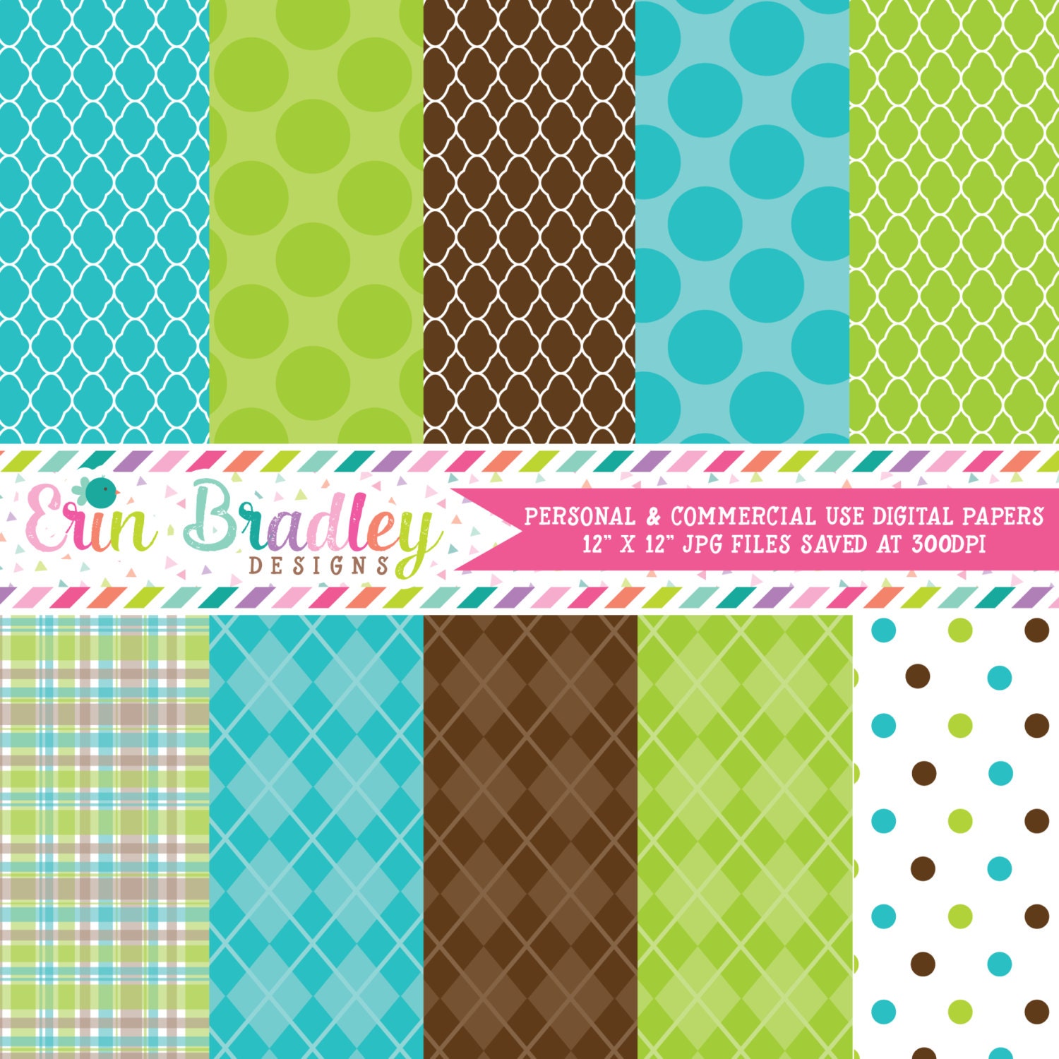 Digital Scrapbook Papers Personal and Commercial Use Blue - Etsy