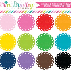 Scalloped Circles Clipart Graphics - Commercial Use Label Clip Art - Etsy