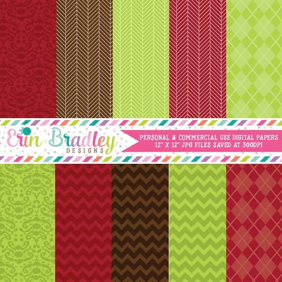 Digital Scrapbook Papers Personal and Commercial Use Colorful Red and ...