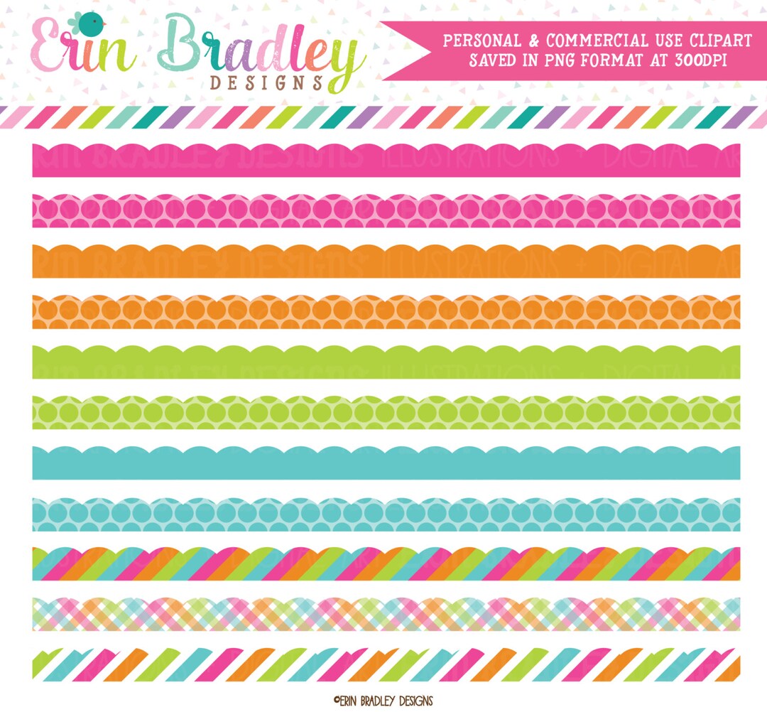 Rainbow Borders Clipart Commercial Use Clip Art Instant Download - Etsy