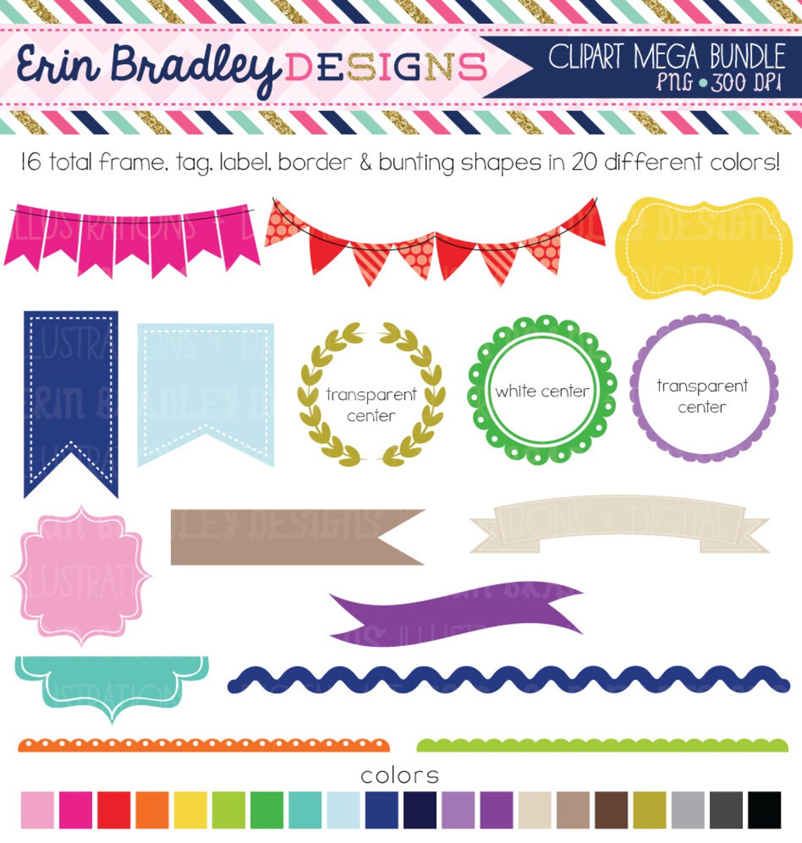 Mega Clipart Bundle Digital Clip Art Borders Bunting Frames - Etsy Canada