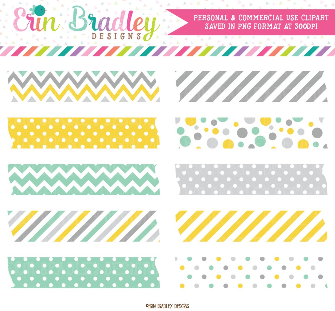 Digital Washi Tape Clipart Graphics Instant Download | Etsy