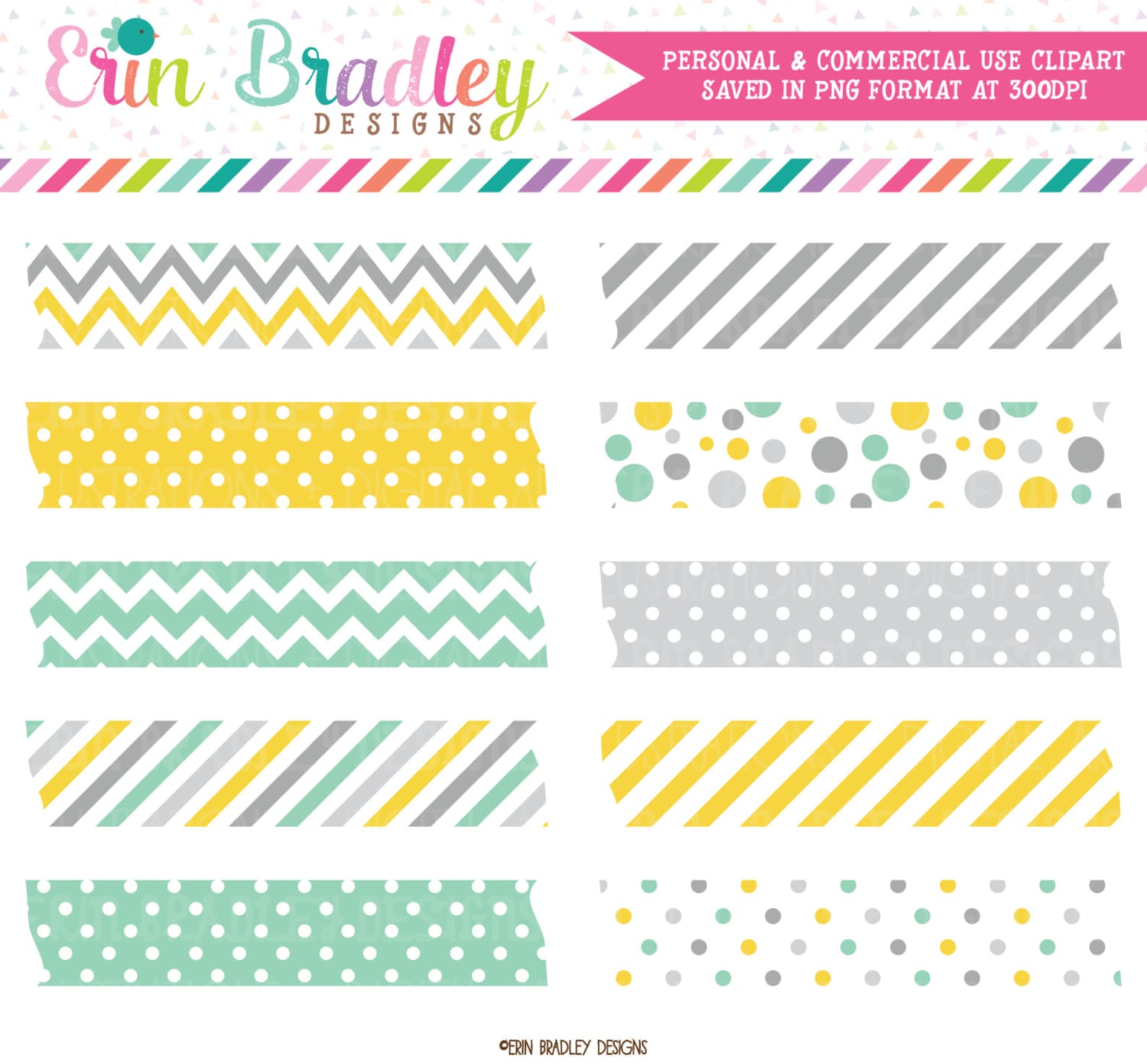 Digital Washi Tape Clipart Graphics Instant Download | Etsy