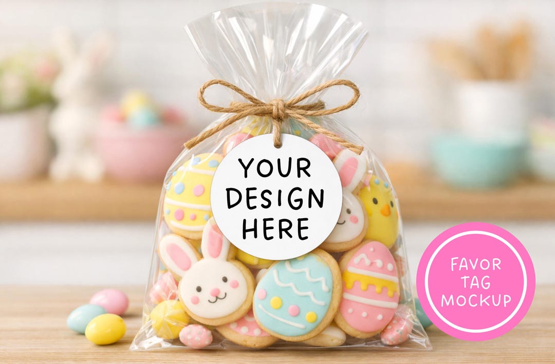 Easter Favor Tag Mockup | Cello Bag, Product Display (JPEG File ...
