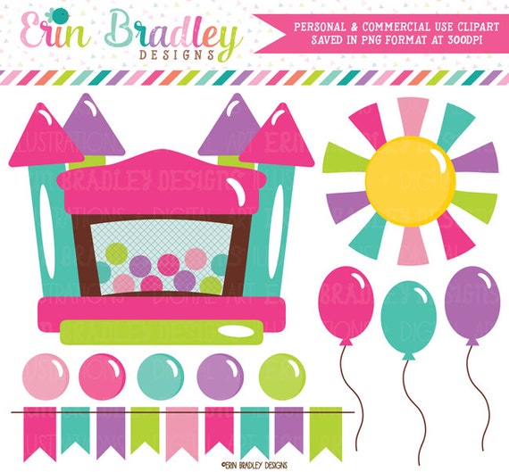 Bounce House Clipart Graphics Instant Download Bouncy Castle Digital ...