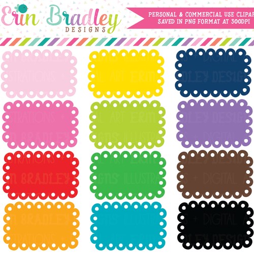 Scalloped Borders Clipart Graphics Digital Clip Art Set - Etsy