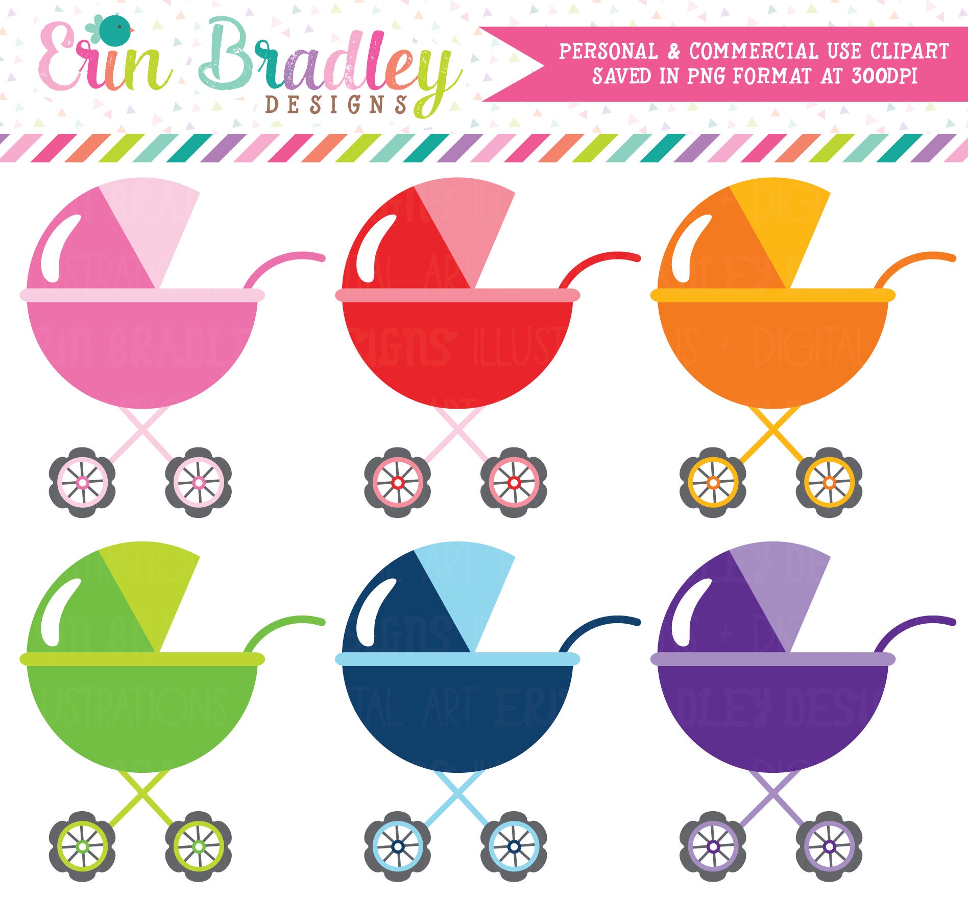 Stroller Clipart Baby Clip Art Graphics Baby Shower Clipart | Etsy