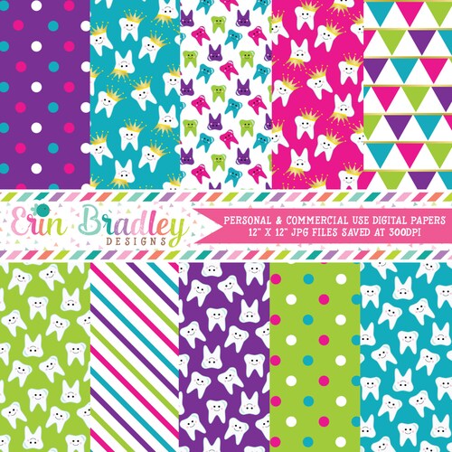 Tooth Girl Digital Paper and Clipart SET Dental Care Teeth - Etsy