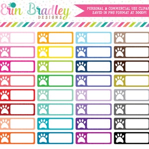 Paw Print Boxes Clipart, Label Clip Art Graphics, Personal & Commercial ...