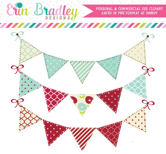 Blue Red Bunting Flags Clip Art Graphics Commercial Use Banner Clipart ...