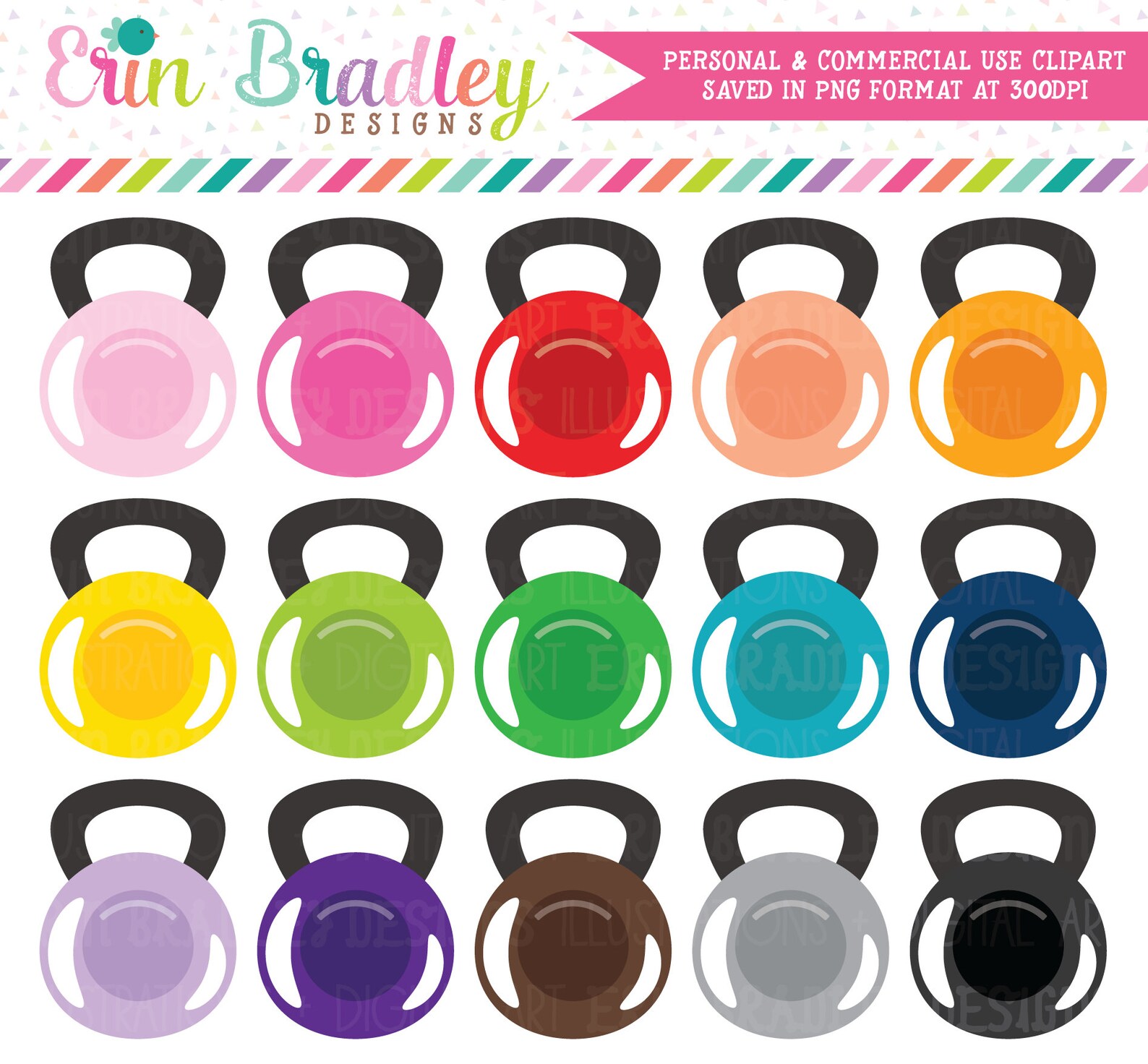 Kettlebell Clip Art Graphics Gym Clipart Exercise Clipart - Etsy