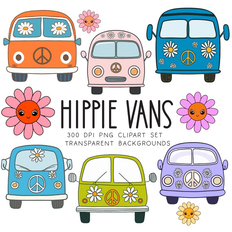 Hippie Van Clipart - Etsy