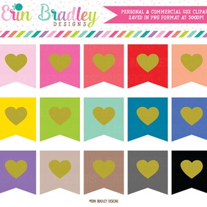Heart Flags Clipart Personal & Commercial Use Flag Clip Art Graphics ...