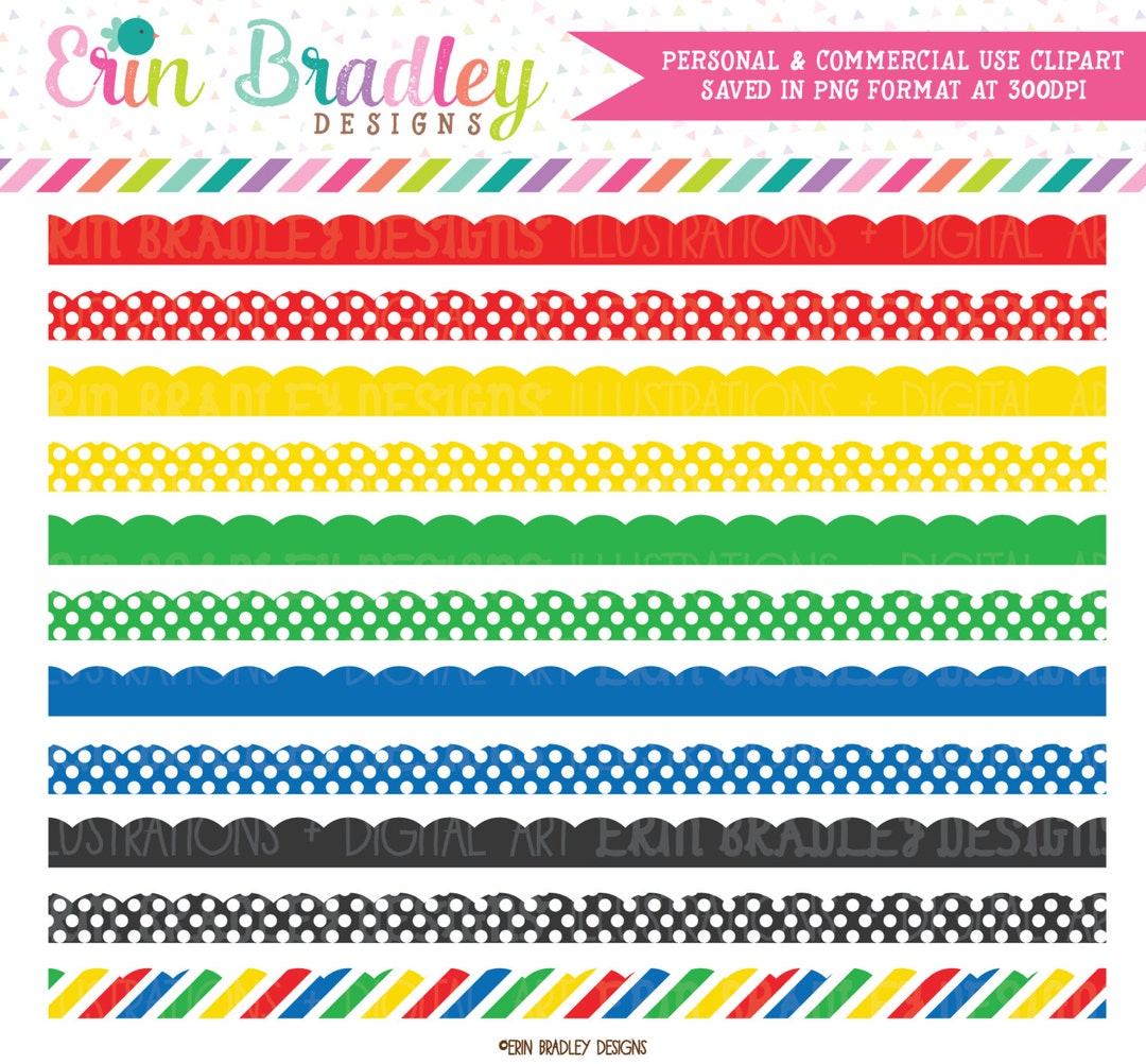 Scalloped Borders Clipart: Primary Colors Frames (digital Download) - Etsy
