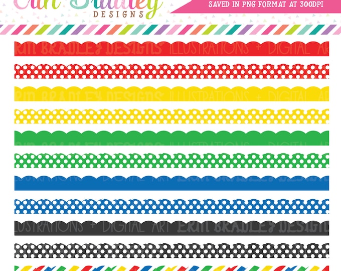 Scalloped Borders Clipart: Primary Colors Frames (digital Download) - Etsy