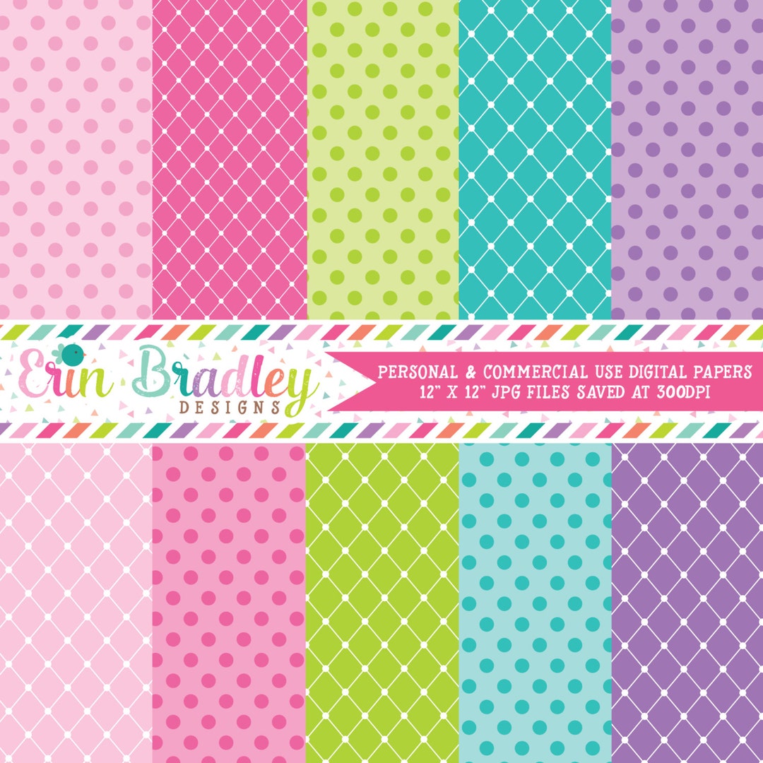 Princess Party Digital Paper Pack Diamond and Polka Dotted Digital ...