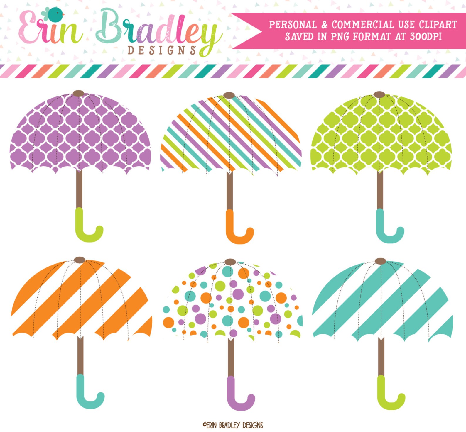 Umbrella Clipart Graphics Digital Rainy Day Umbrella Clip Art - Etsy