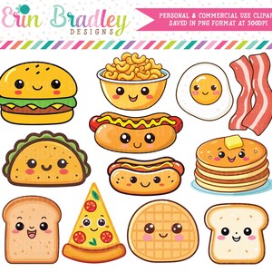 Yummy Foods Clipart, Fast Food Clip Art, Kawaii Food Clip Art Graphics ...