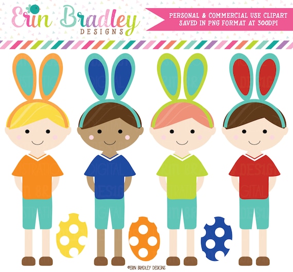 Easter Boys Clipart, Digital Clip Art Graphics, Clipart Boys with Bunny ...