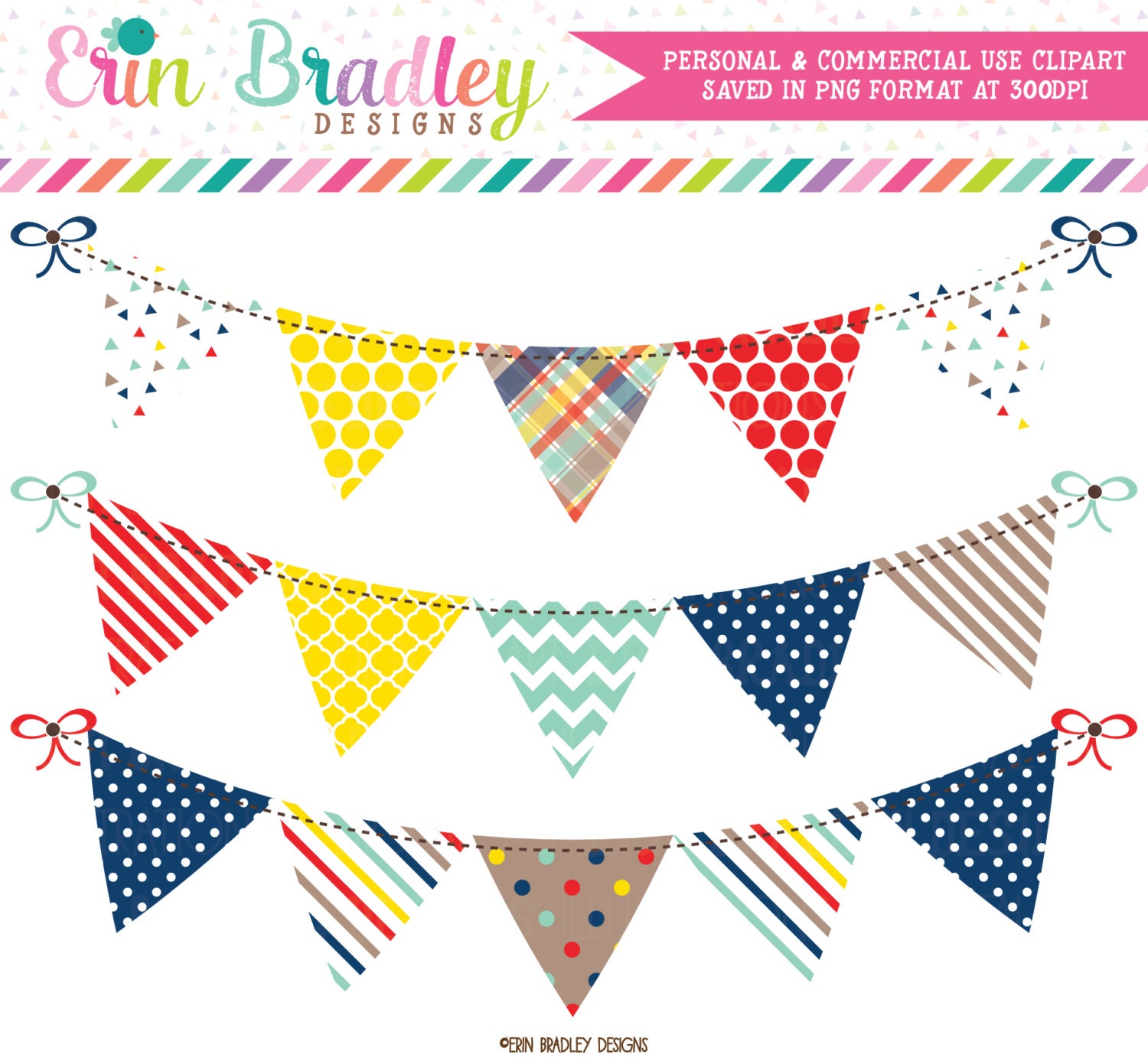 Craft Bunting Clipart Banner Flag Graphics Personal & | Etsy