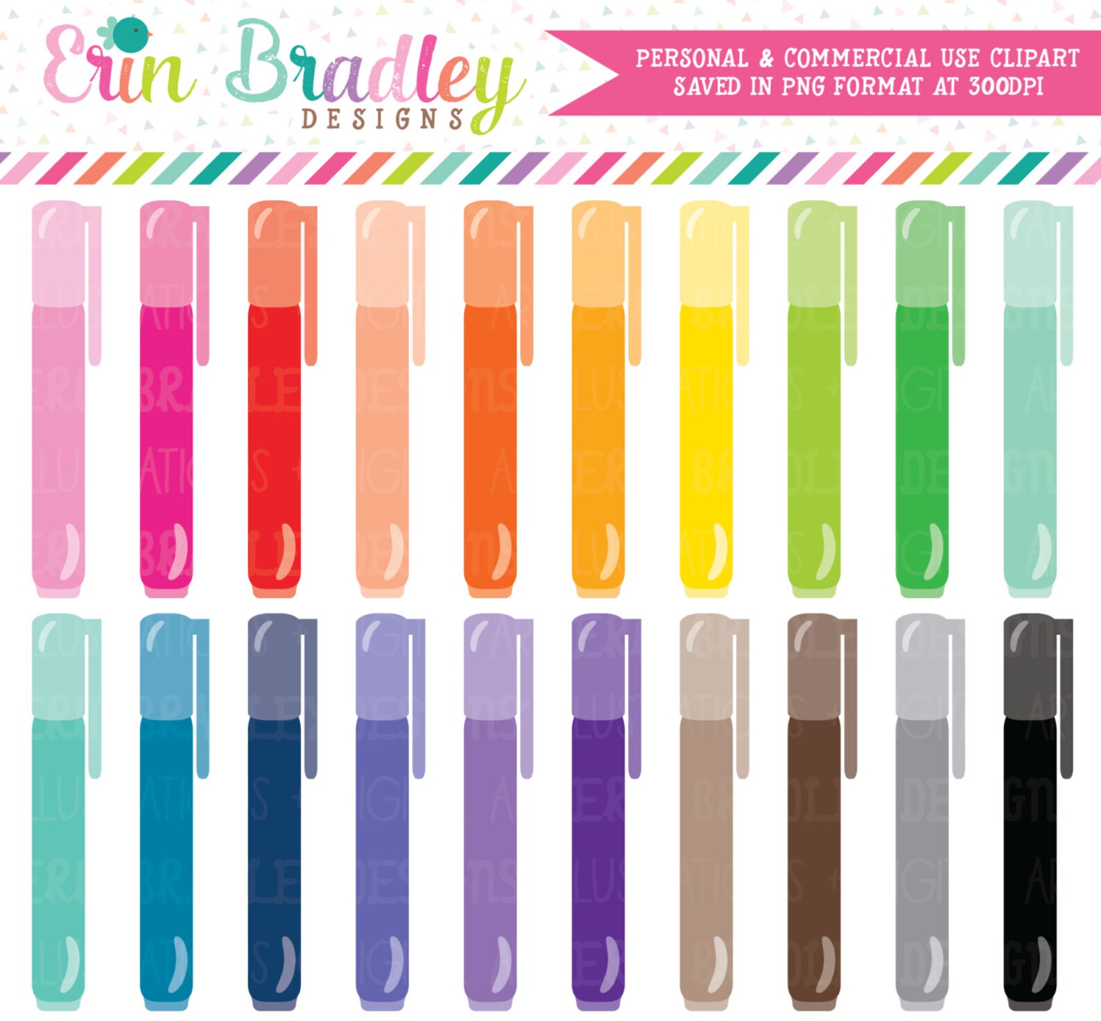 Markers Clipart Graphics School Planner Teachers or Office - Etsy