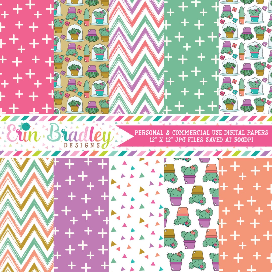 Succulents Digital Paper Pack, Succulents & Cactus Digital Papers ...
