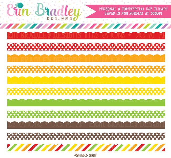Border Clipart Graphics Red Orange Yellow Green Brown Polka - Etsy