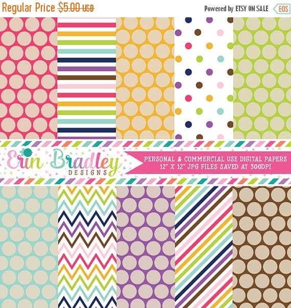 Art Day Digital Paper Pack, Personal & Commercial Use Digital Papers ...