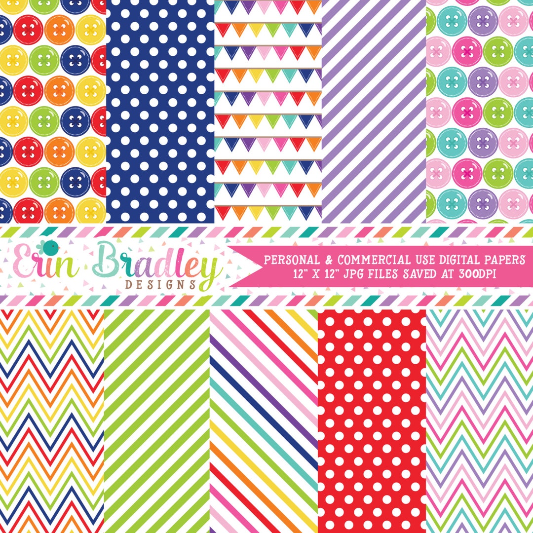 Cute as a Button Digital Backgrounds Printable Digital Paper Pack ...