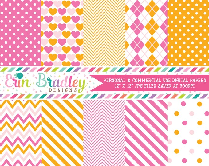 Pink and Orange Digital Paper Pack Commercial Use Instant Download - Etsy