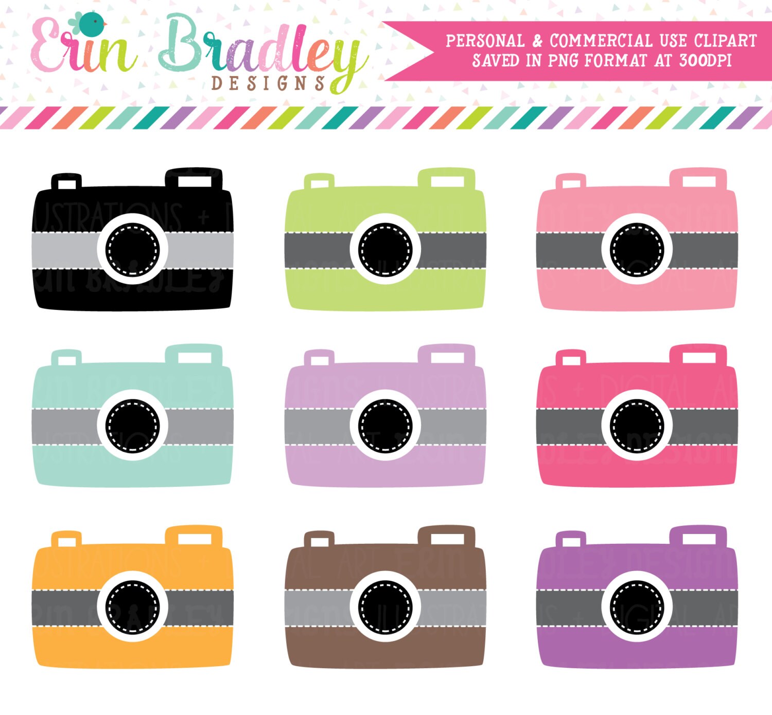 Camera Clip Art Clipart Photography Graphics for Personal & | Etsy