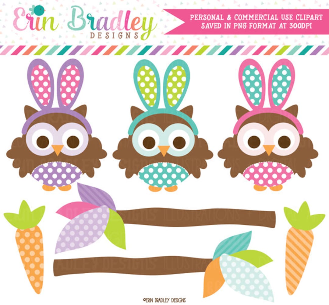 Easter Owls Clipart Graphics Carrots Tree Branches Clipart Instant ...