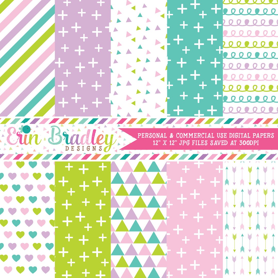 Unicorn Kisses Digital Scrapbook Paper Pack Instant Download Commercial ...