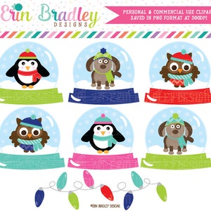 Animal Snow Globe Clipart, Holiday Clip Art Graphics, Christmas Clipart ...