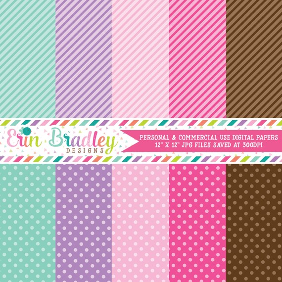 Digital Paper Pack Personal and Commercial Use Spa Day Fun Girly Polka ...