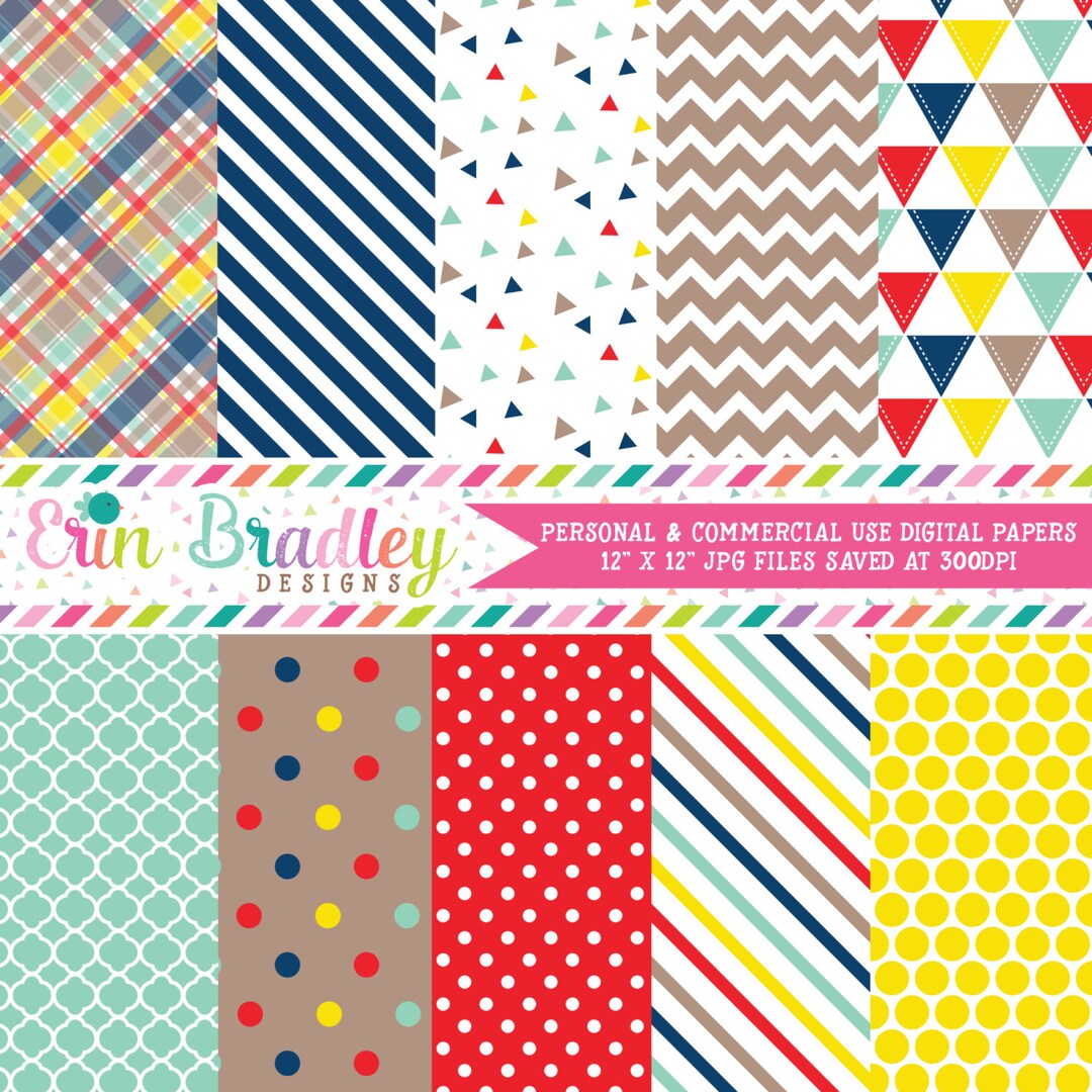 Plaid Chevron Digital Paper Pack: Scrapbooking Patterns (digital ...