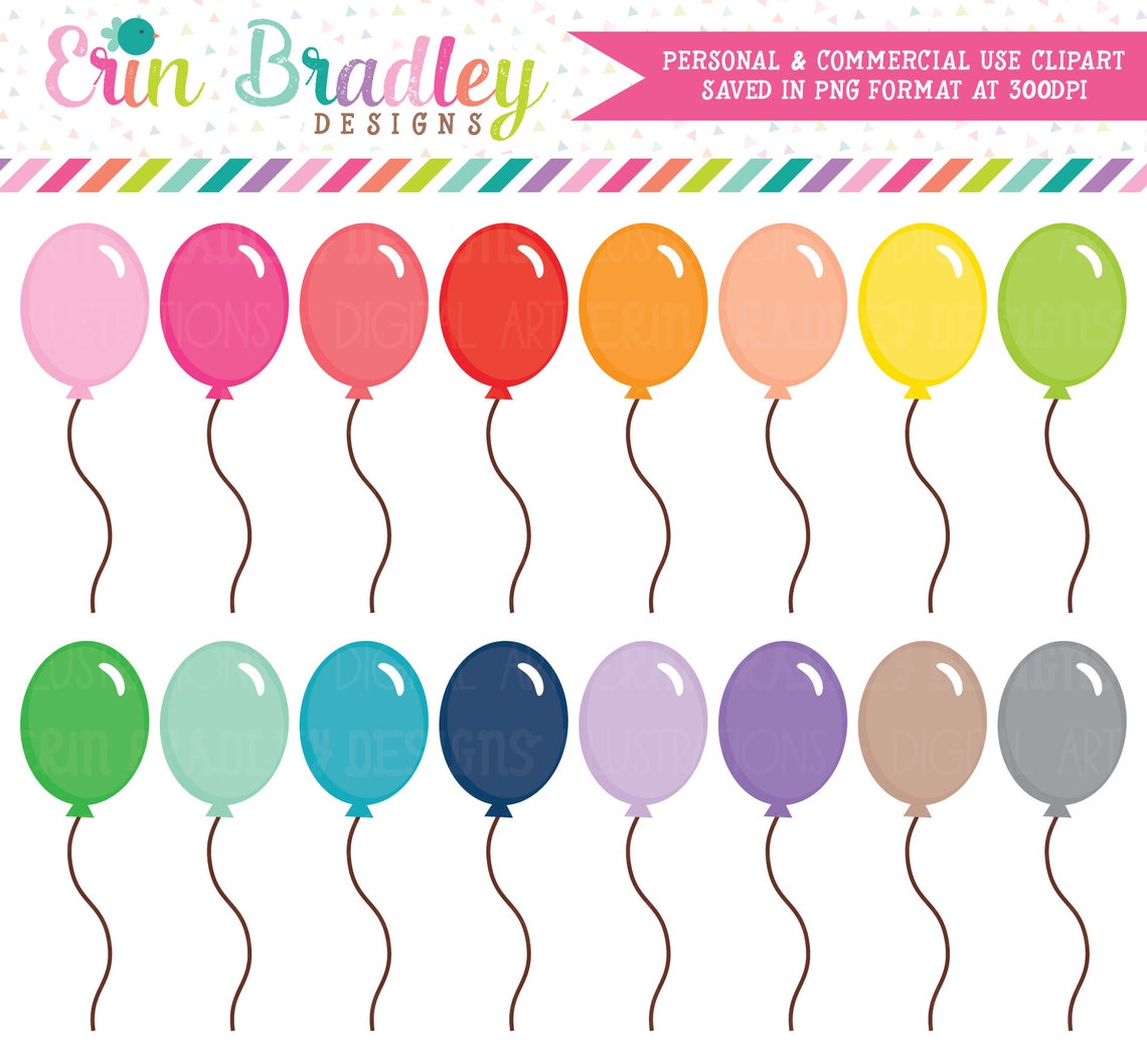 Balloon Clipart Birthday Party Clip Art Graphics Celebration | Etsy
