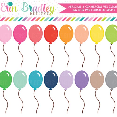 Balloon Clipart Birthday Party Clip Art Graphics Celebration - Etsy