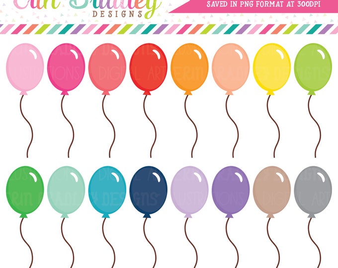 Balloon Clipart Birthday Party Clip Art Graphics Celebration - Etsy