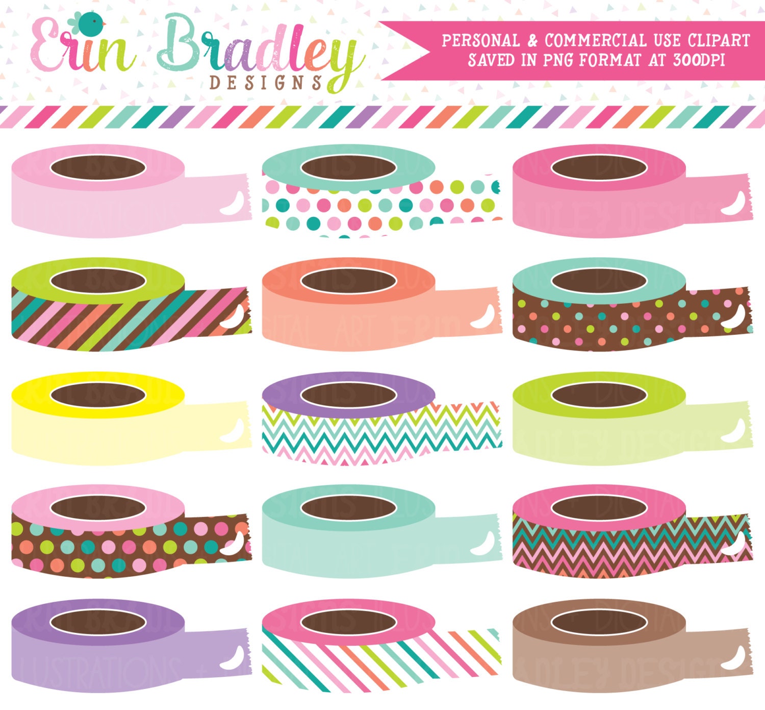 Clipart Washi Tape Rolls Commercial Use Graphics - Etsy