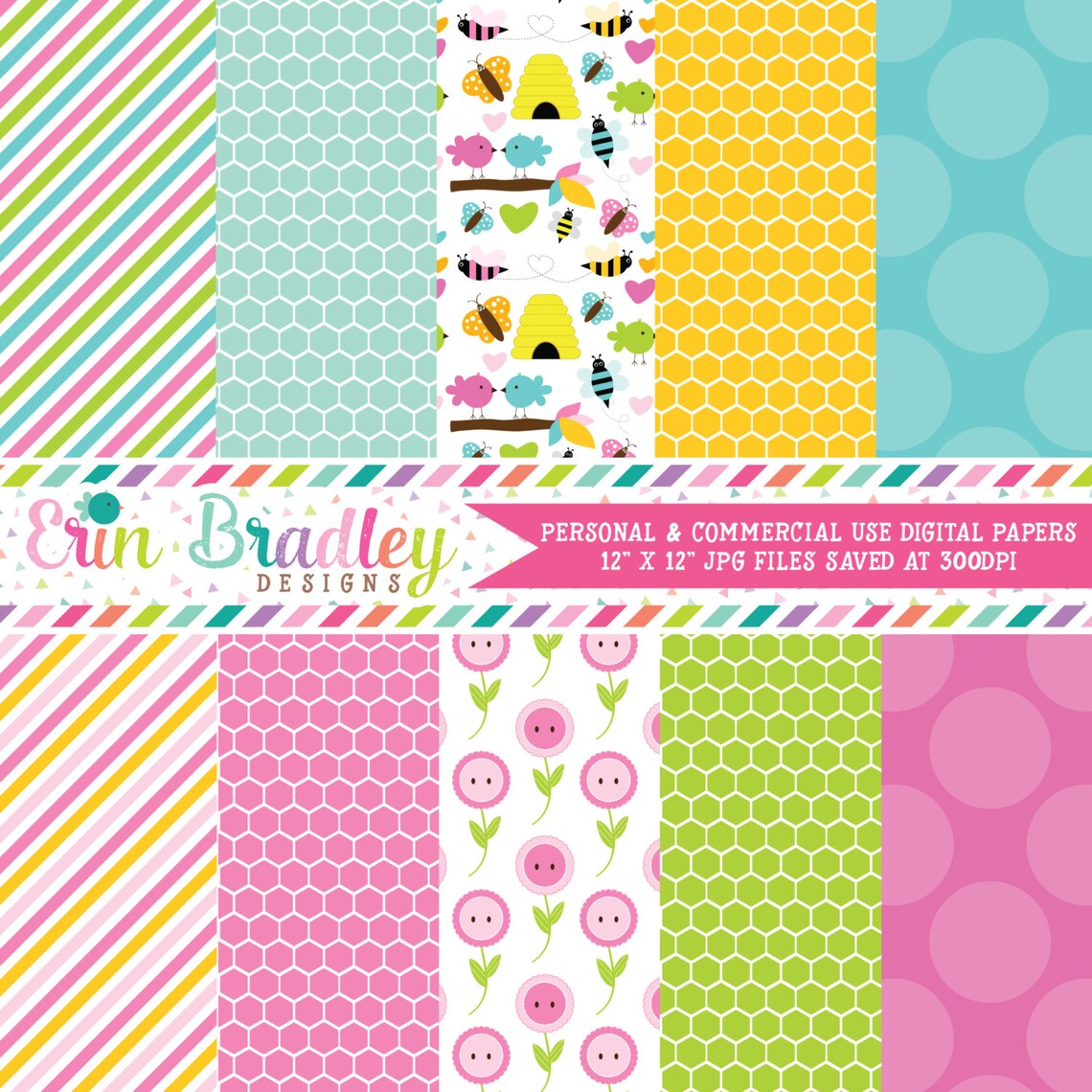 Digital Scrapbook Papers Personal and Commercial Use Honeycomb - Etsy