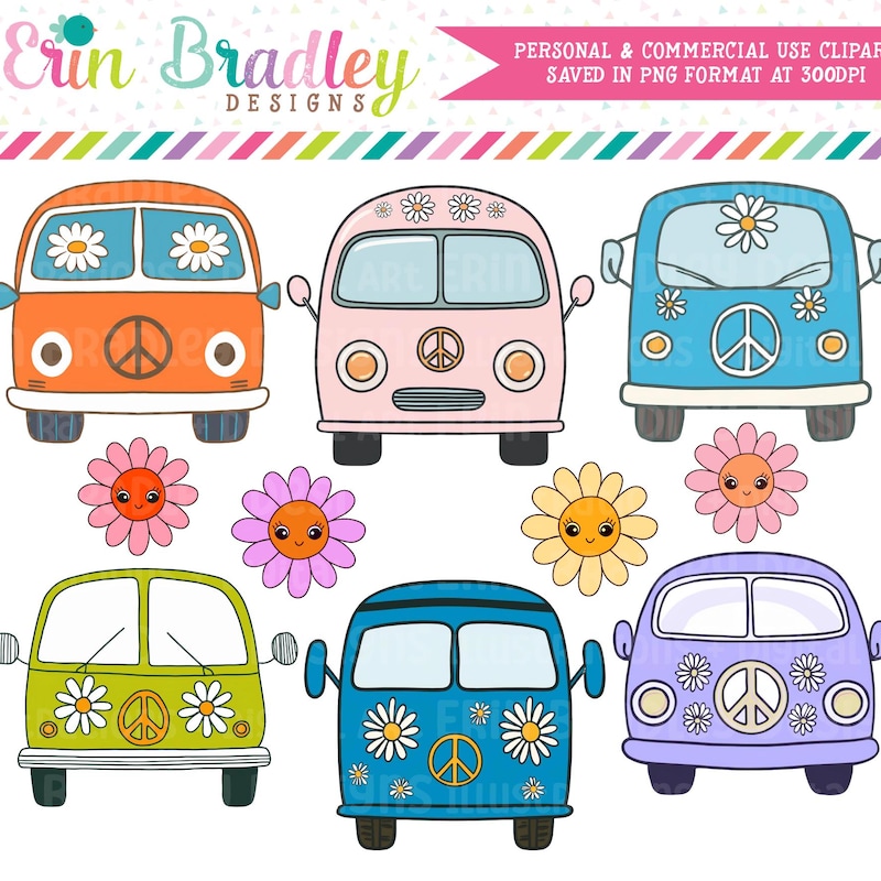Hippie Van Clipart - Etsy