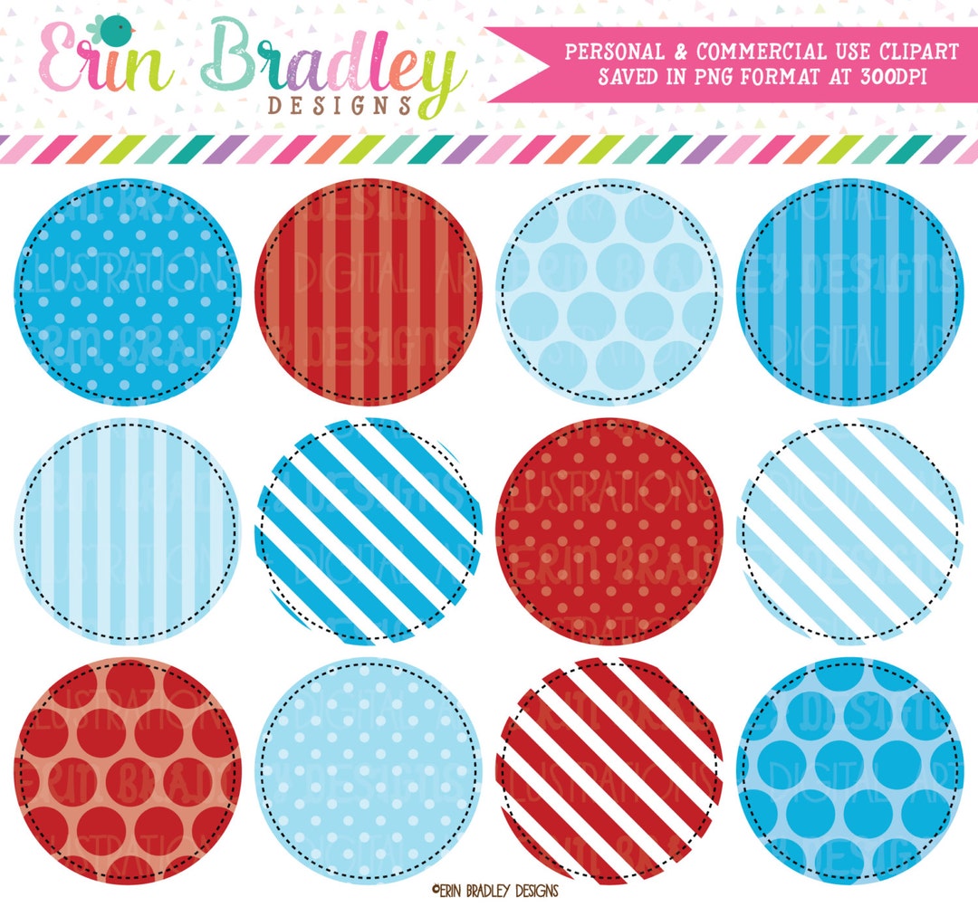 Blue and Red Digital Circle Frames Clipart Graphics Instant Download ...